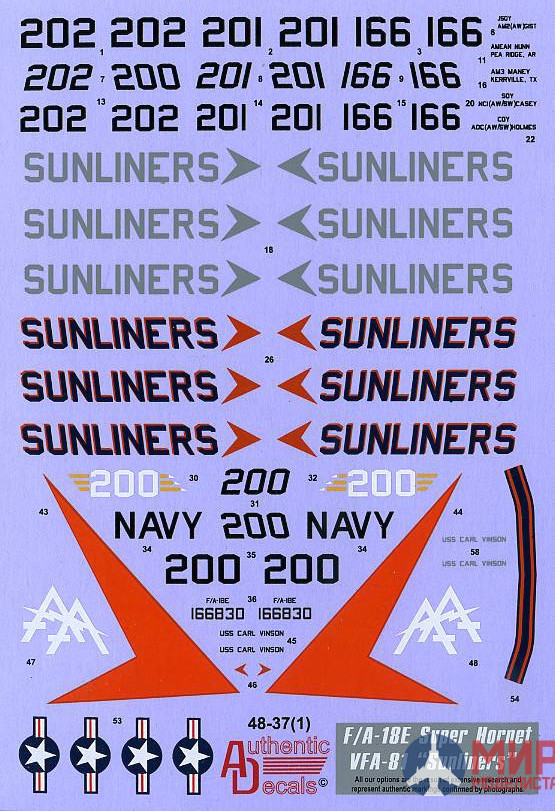 AD4837 Authentic Decals 1/48 Modern US NAVY F/A-18E Super Hornet VFA-81 ...